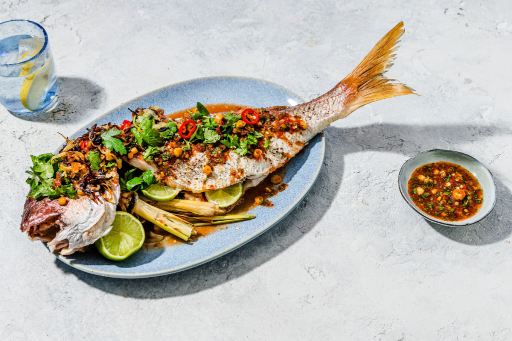 BBQ Snapper with Maple, Lemongrass and Chilli Dressing: Recipe - Hunter ...